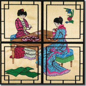 BFC0898 Chinese Sewing Ladies Triptych